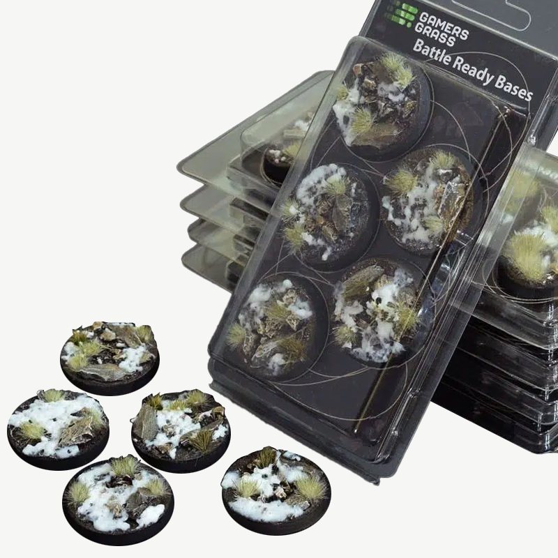 BATTLE READY BASES WINTER ROUND 40MM (X5) – Quantum Boardgames