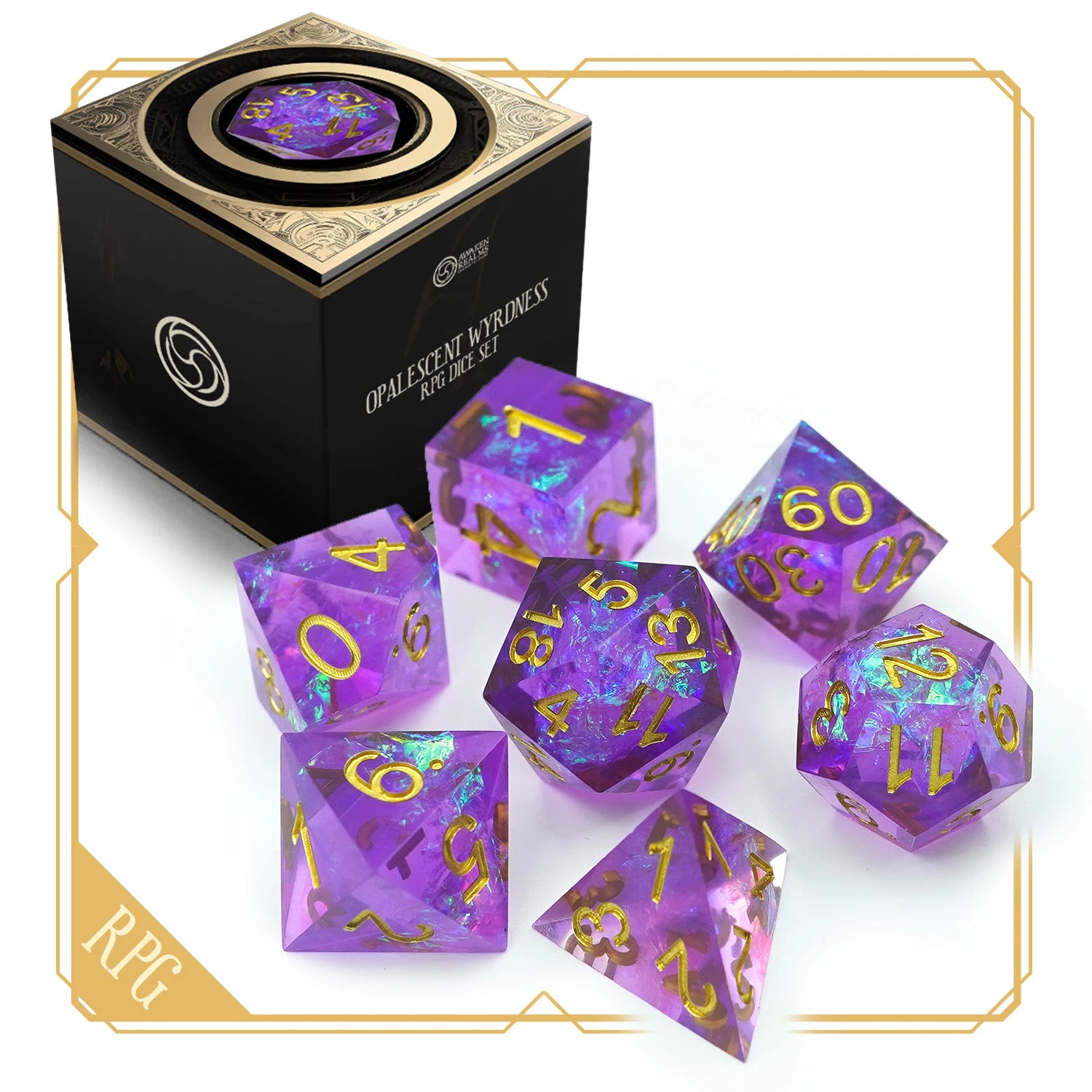 AWAKEN REALMS OPALESCENT WYRDNESS RPG DICE SET – Quantum Boardgames